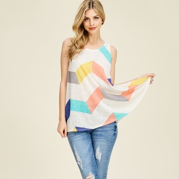 Tops | Chevron Print Sleevless Top | Poshmark